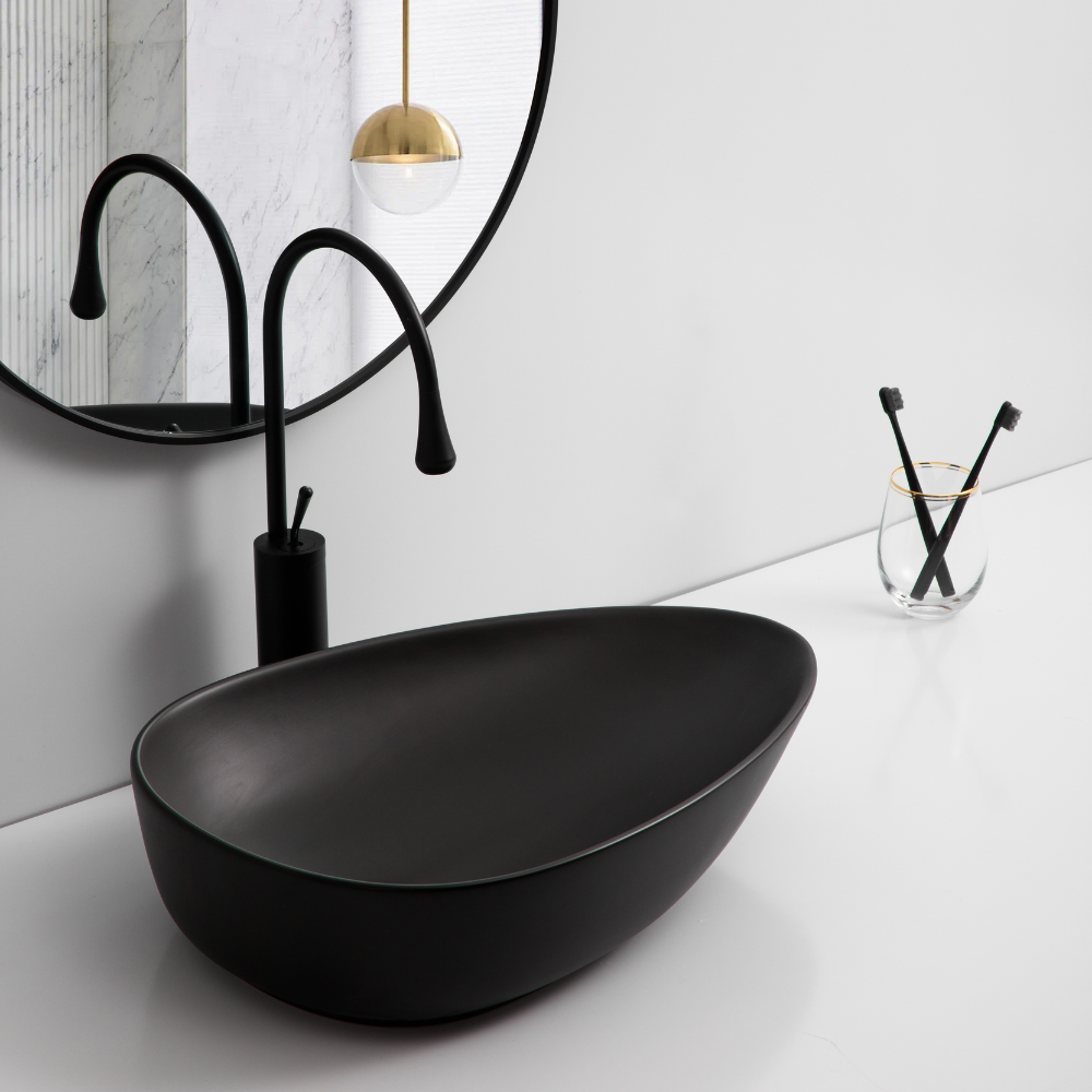 Matt Black leaf shape Basin – Pre Start Gallery